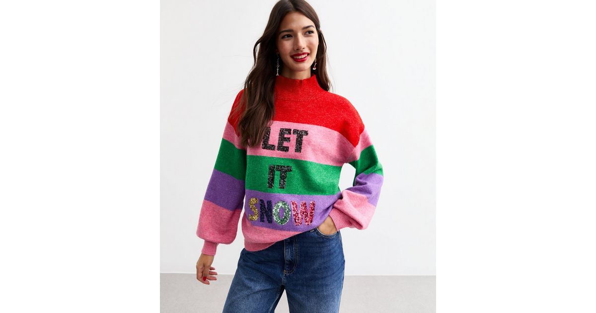 Sunshine Soul Multicolour Sequin Let It Snow Christmas Jumper | New Look