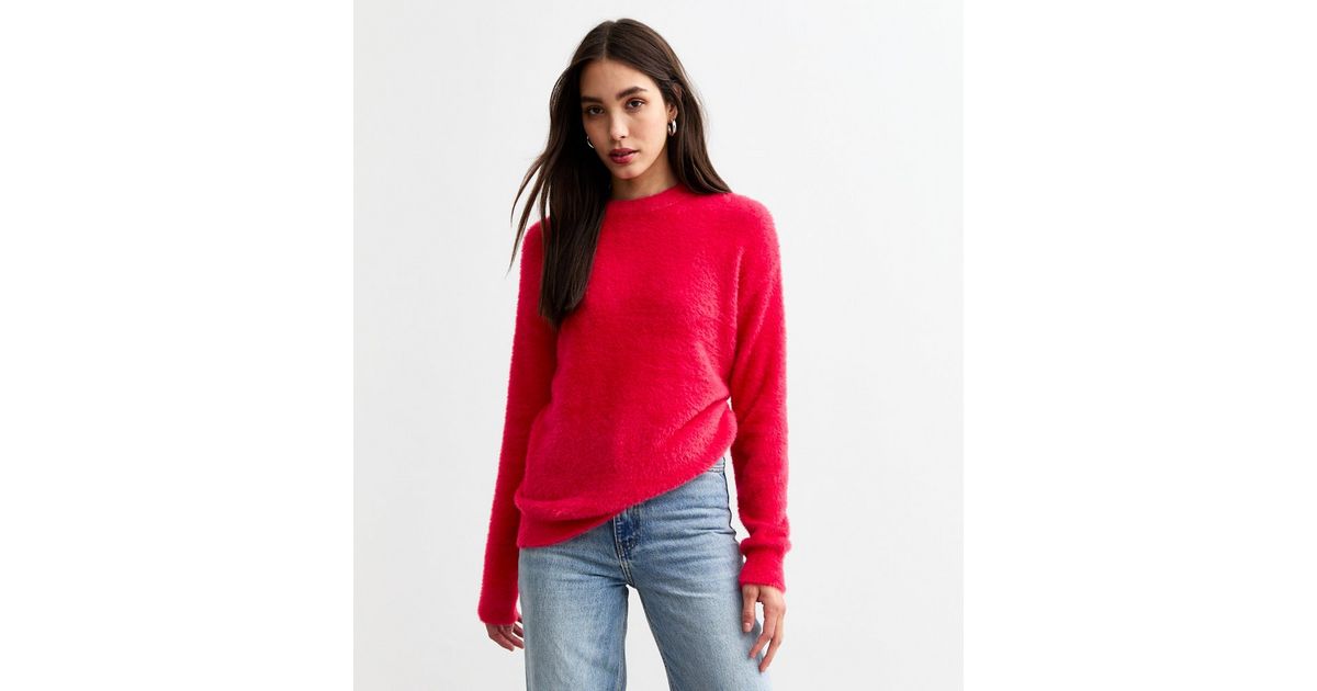 Sunshine Soul Red Fluffy Knit Jumper | New Look