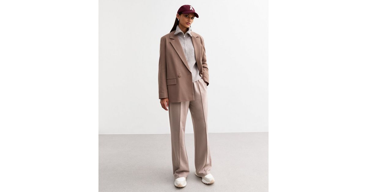 Light Brown Raised Seam Wide Leg Joggers | New Look