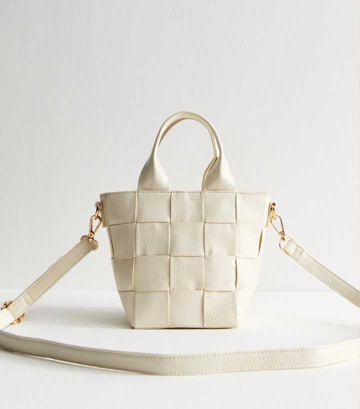 Cream Weave Crossbody Grab Bag | New Look