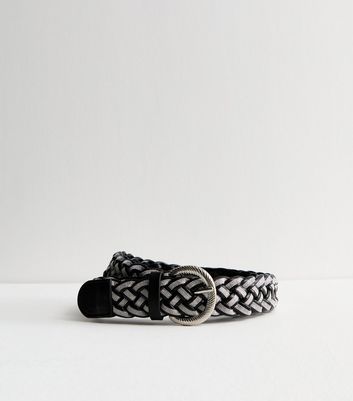 Black Diamanté Plaited Belt | New Look