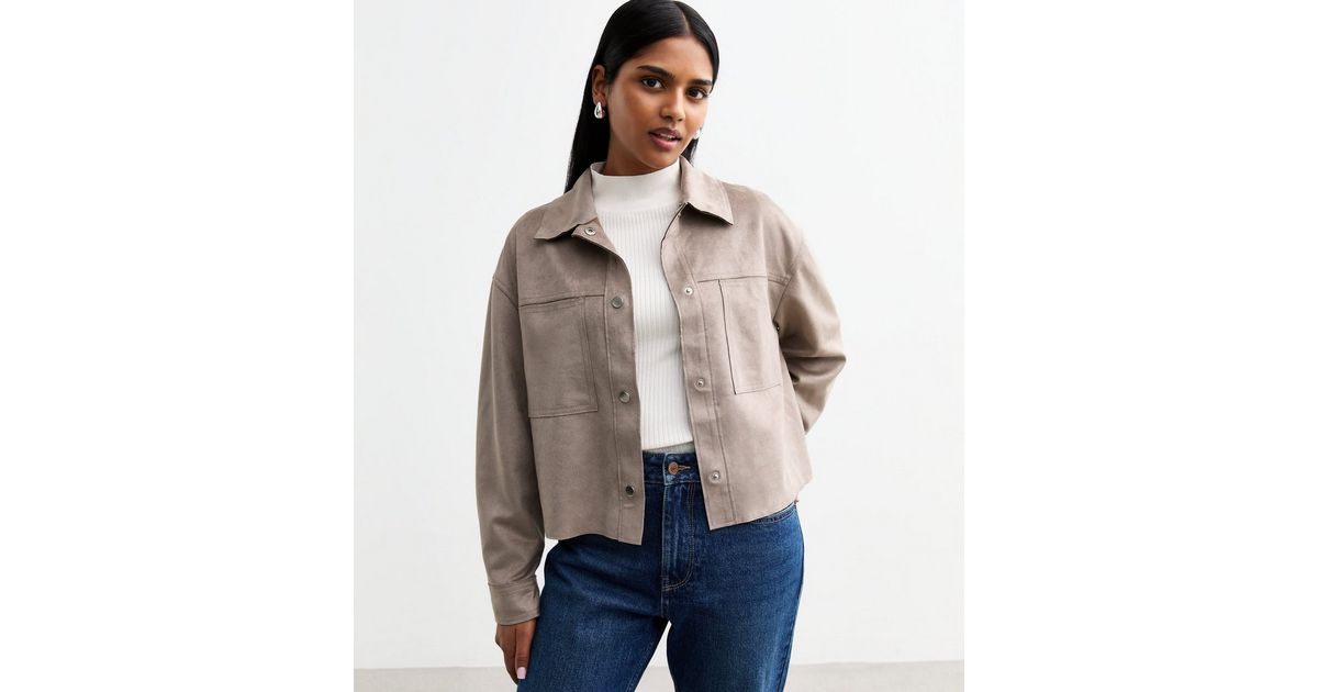 Petite Mink Faux Suede Shacket | New Look