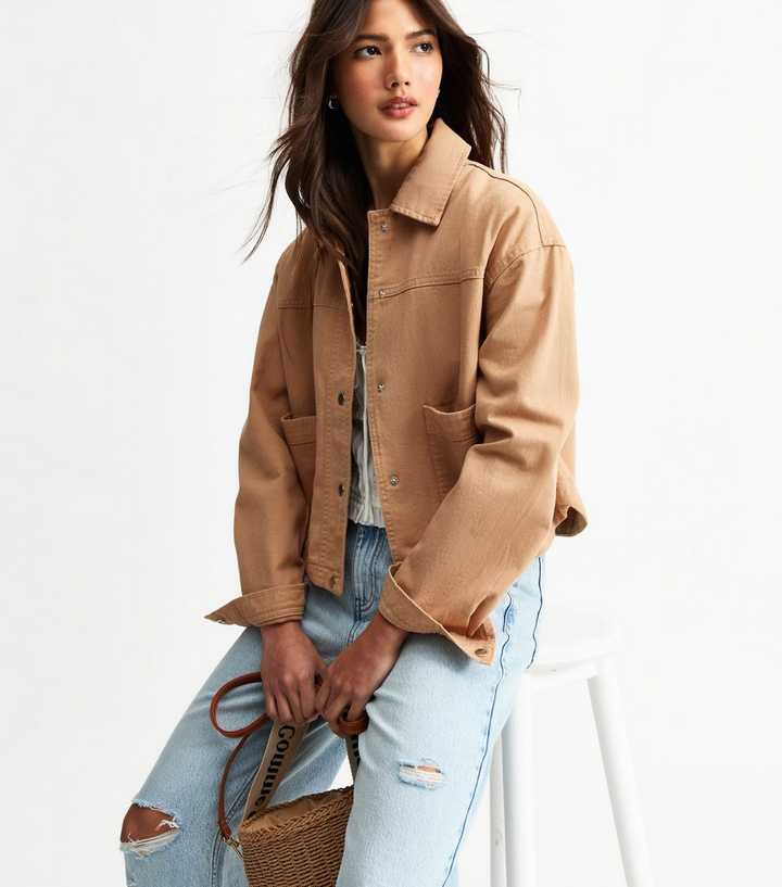 Tan Brown Cotton Button Up Shacket | New Look