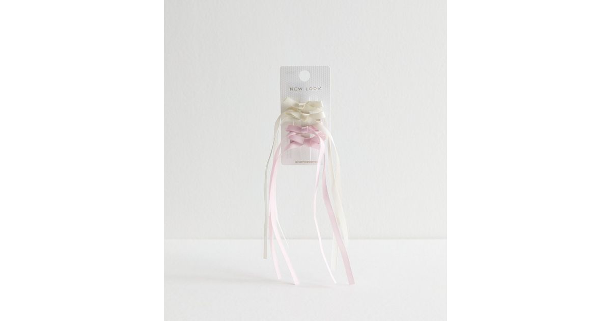 4 Pack Multicolour Satin Streamer Bow Clips | New Look