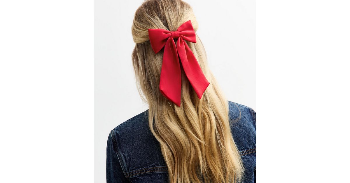 Red Satin Bow Slide | New Look
