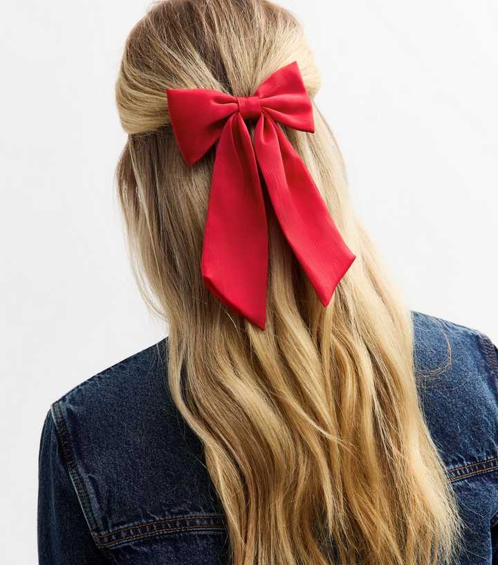 Red Satin Bow Slide | New Look