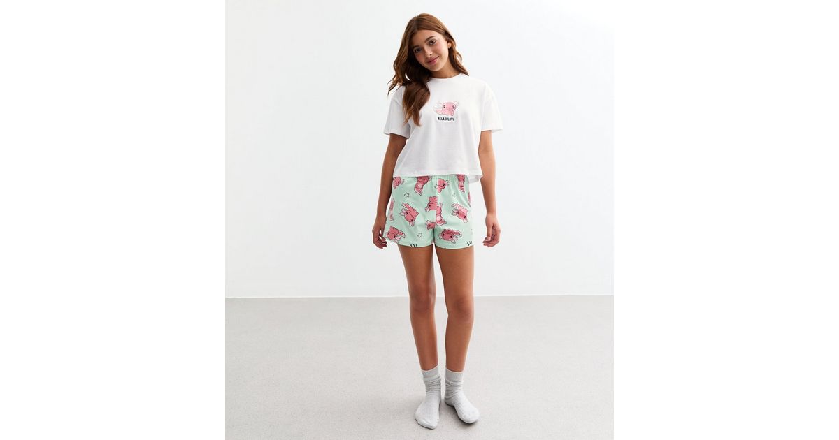 Girls White Relaxolotl Print Pyjamas | New Look