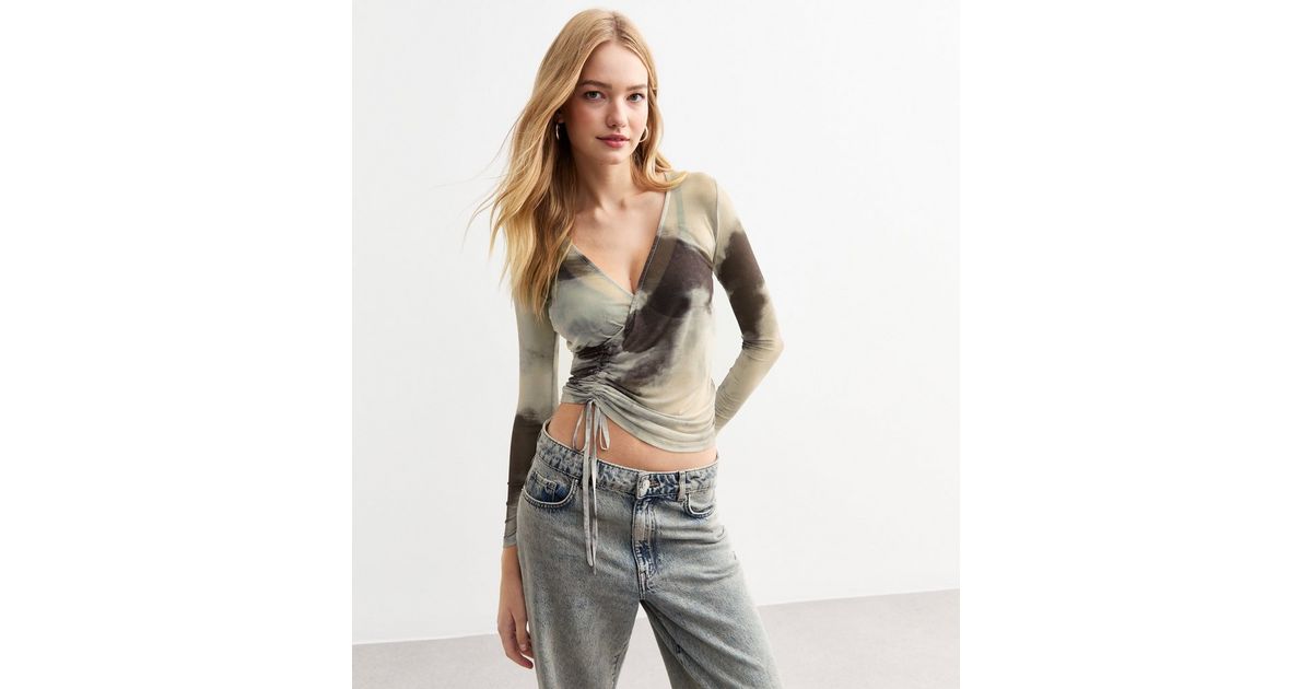 Light Grey Ruched Drawstring Top | New Look