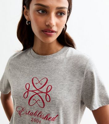 Grey Cotton Established 2004 T-Shirt | New Look