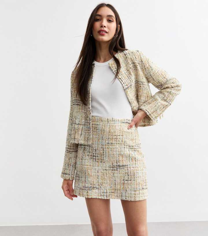 Cameo Rose Off White Bouclé Skirt | New Look