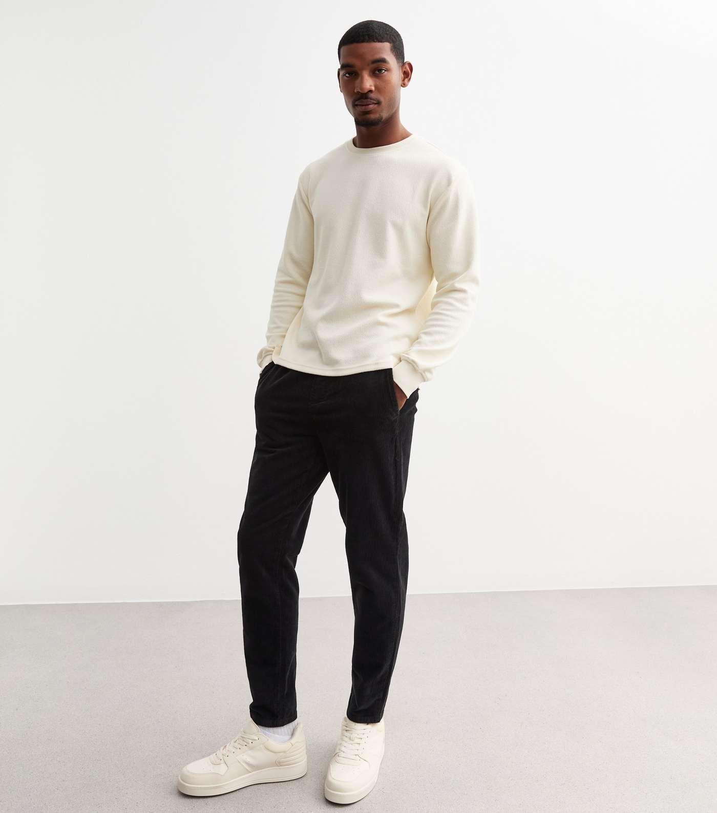 Only And Sons Black Regular Tapered Corduroy Trousers New Look