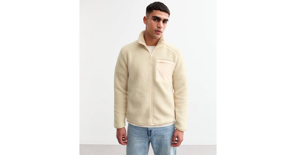 Only & Sons Off White Borg Jacket | New Look