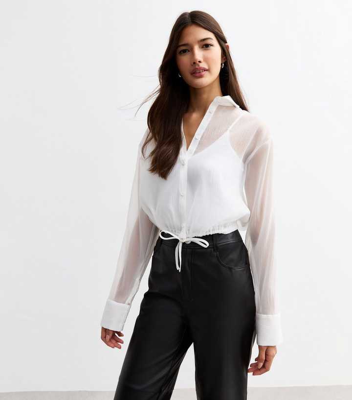 White Sheer Cropped Shirt | New Look