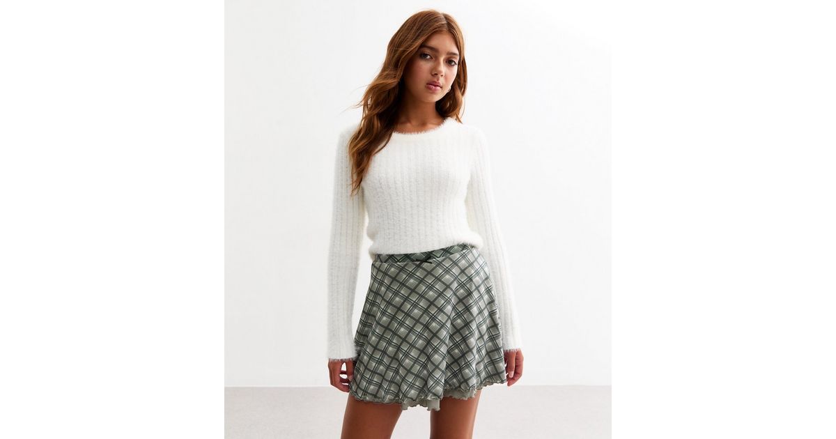 Girls Grey Checked Mesh Skort | New Look