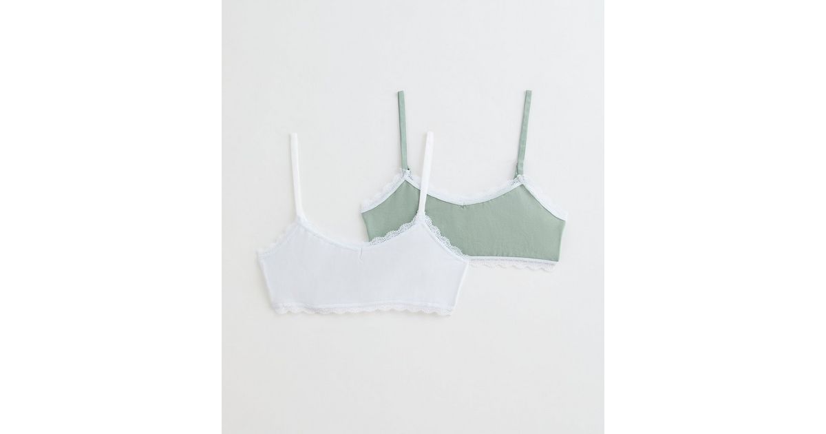 Girls Pack of 2 Lace Trim Crop Tops | New Look