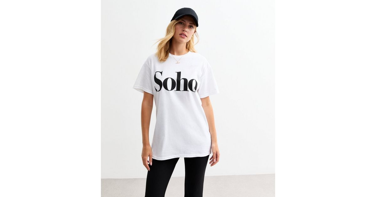 White Oversized Soho T-Shirt | New Look