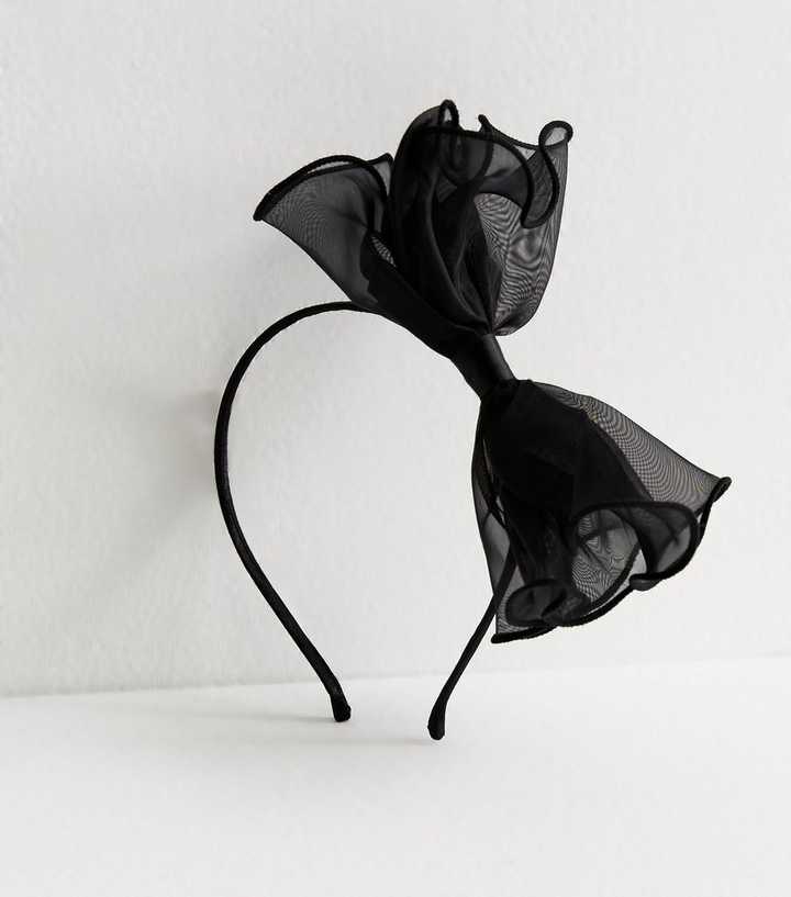 Black Mesh Bow Headband | New Look