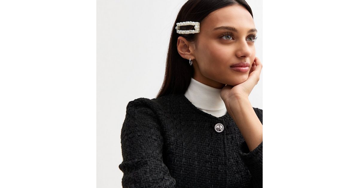 Cream Faux Pearl Rectangular Hair Slide | New Look