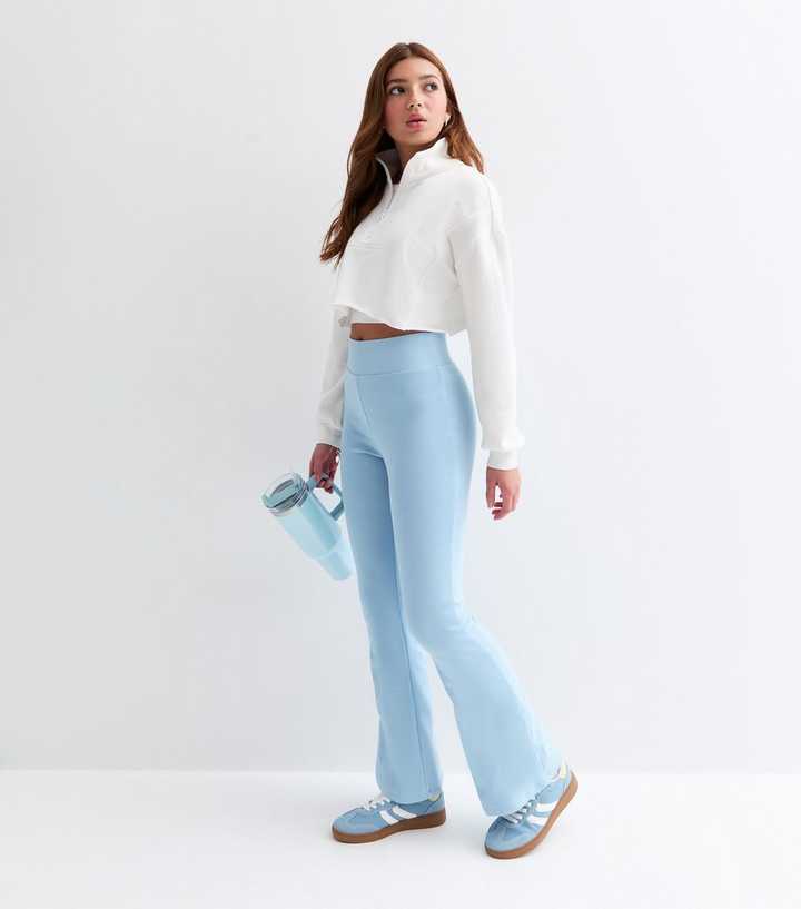 Girls Light Blue Flared Stretch Cotton Leggings | New Look