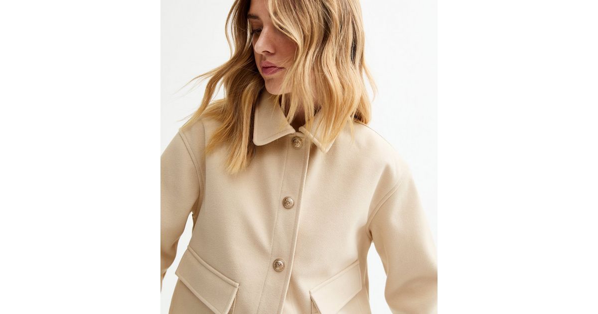 Cream Soft Cropped Shacket | New Look