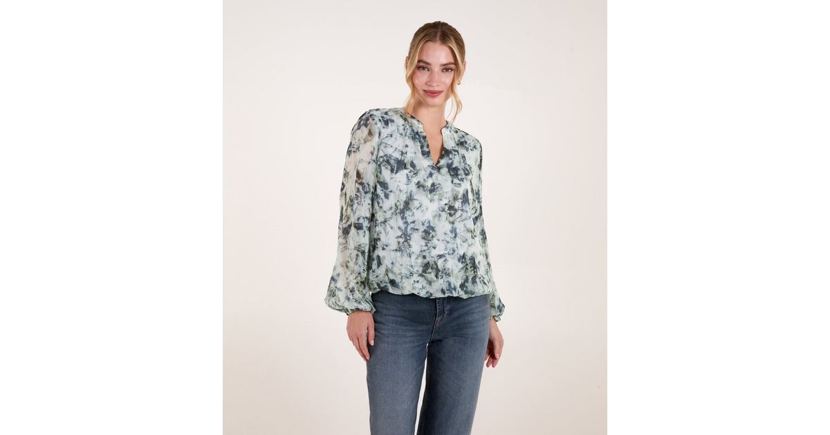 Blue Vanilla Blue Puffball Watercolour Top | New Look