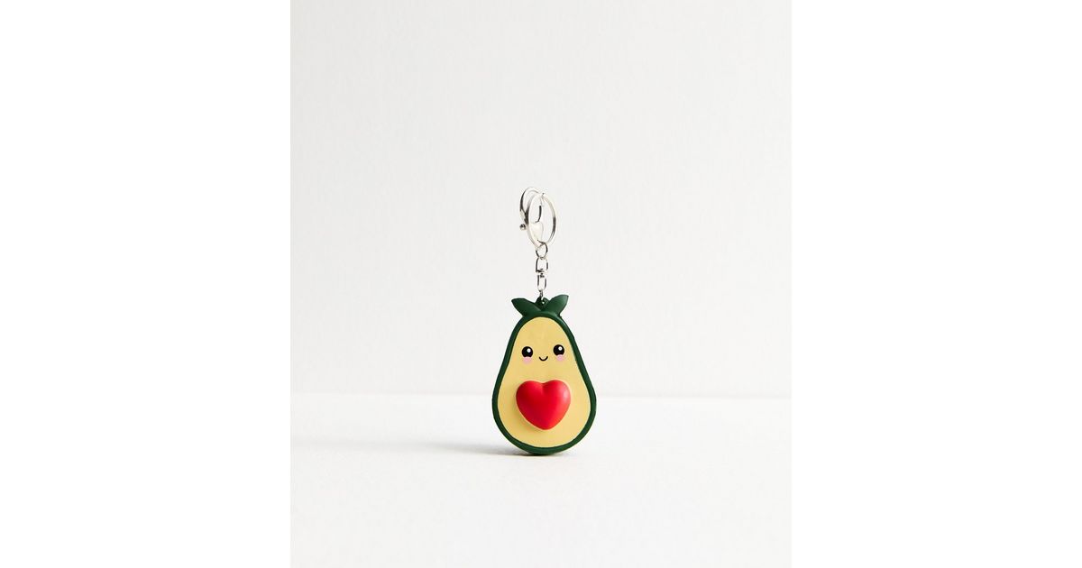 Green Avocado Heart Keyring | New Look