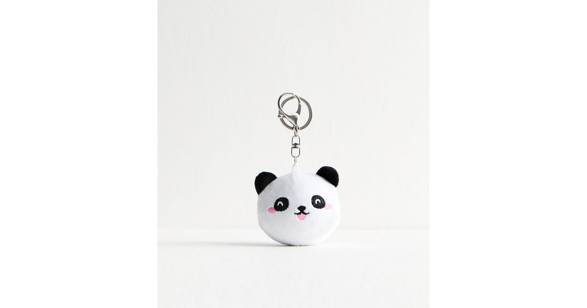 White Smiley Panda Keyring | New Look