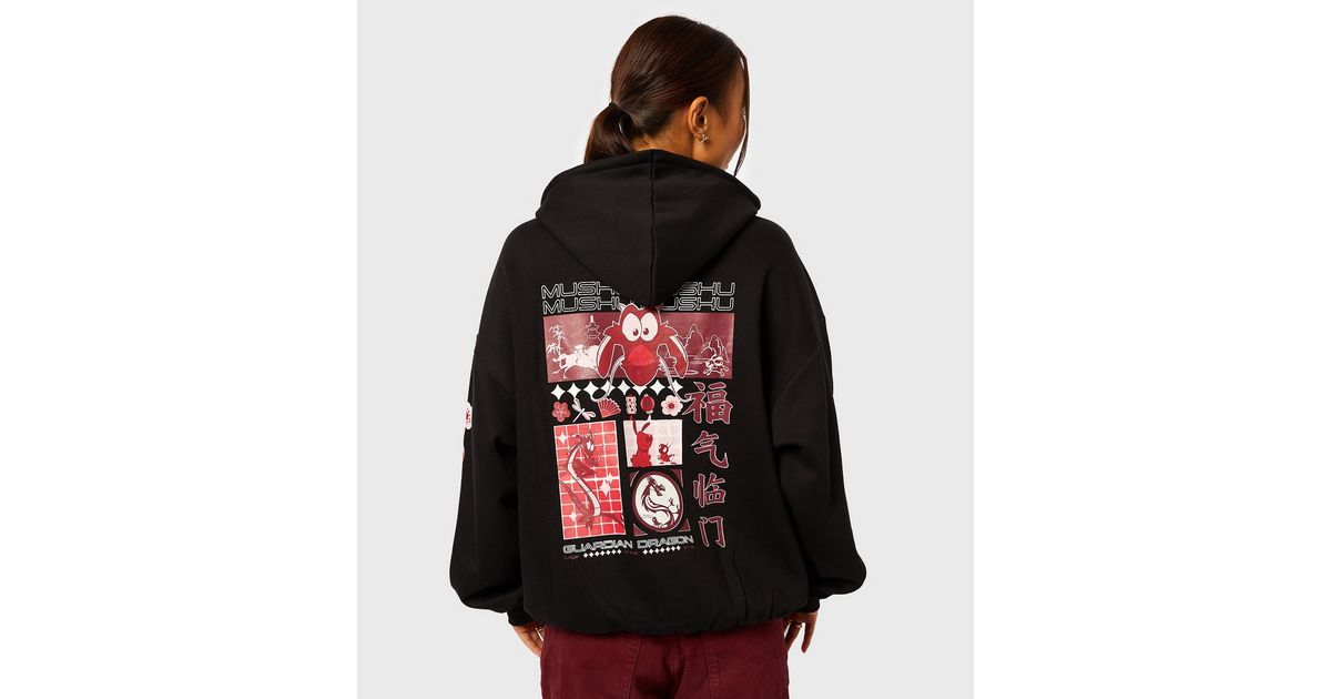 Skinnydip Black Mulan Mushu Print Hoodie | New Look