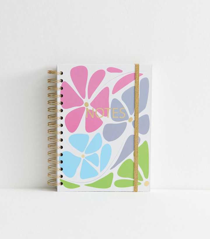 White Floral Print Notebook | New Look