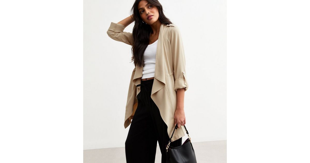 Stone Waterfall Hem Duster Jacket | New Look