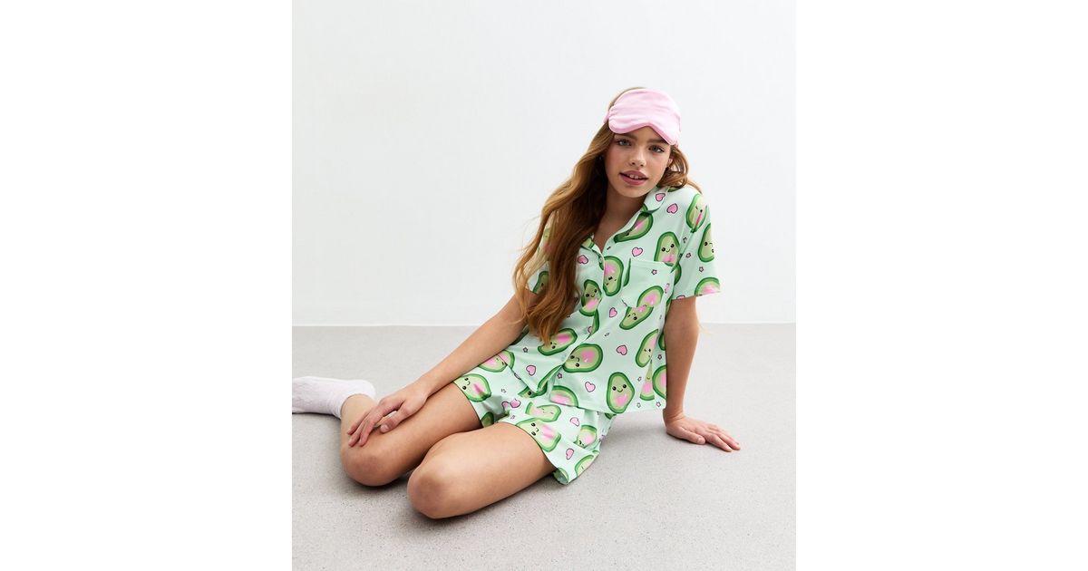 Girls Green Avocado Print Short Pyjama Set | New Look