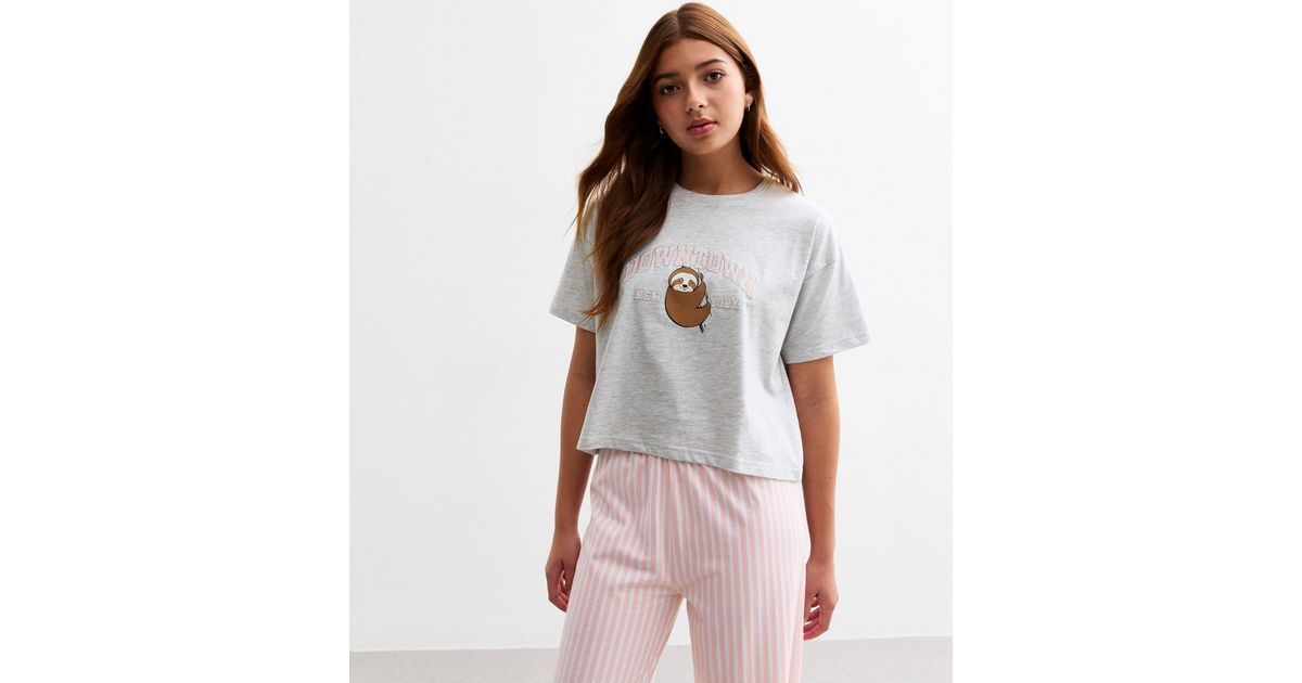 Girls Grey Sloth Print Pyjamas | New Look