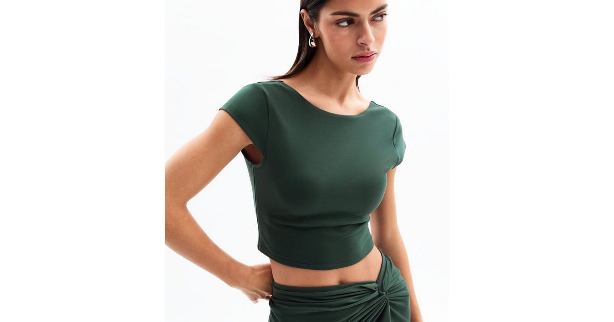 Scooped Back Jersey Cropped Tee | New Look
