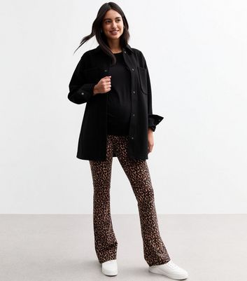 Maternity Brown Leopard Print Kick Flare Leggings | New Look
