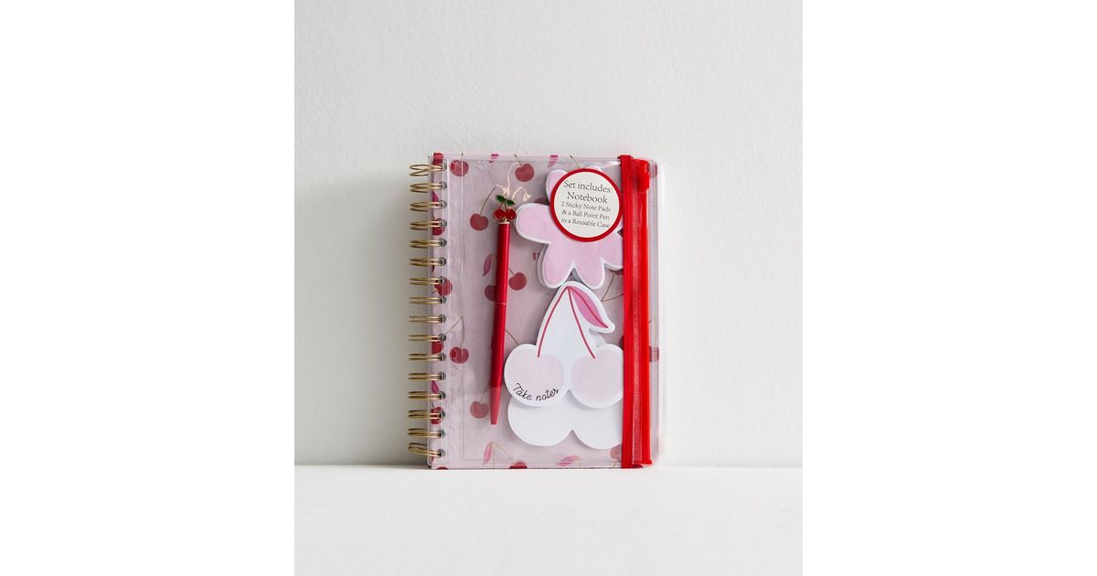 Pink Cherry Print Sticky Note Set | New Look
