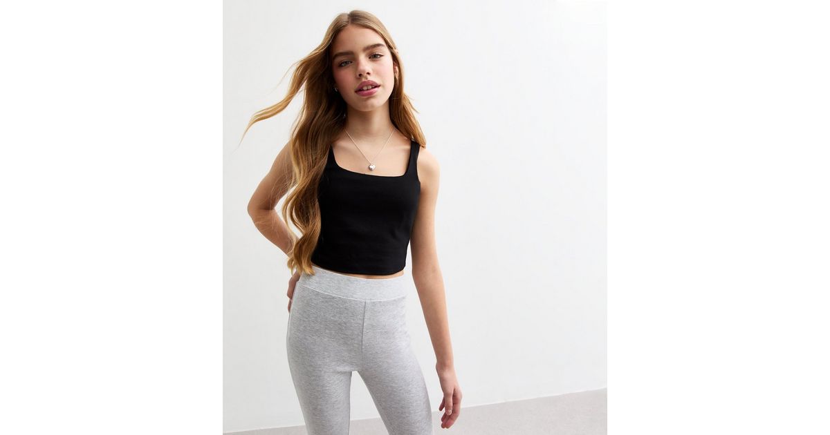 Girls Black Square Neck Cropped Cami Top | New Look