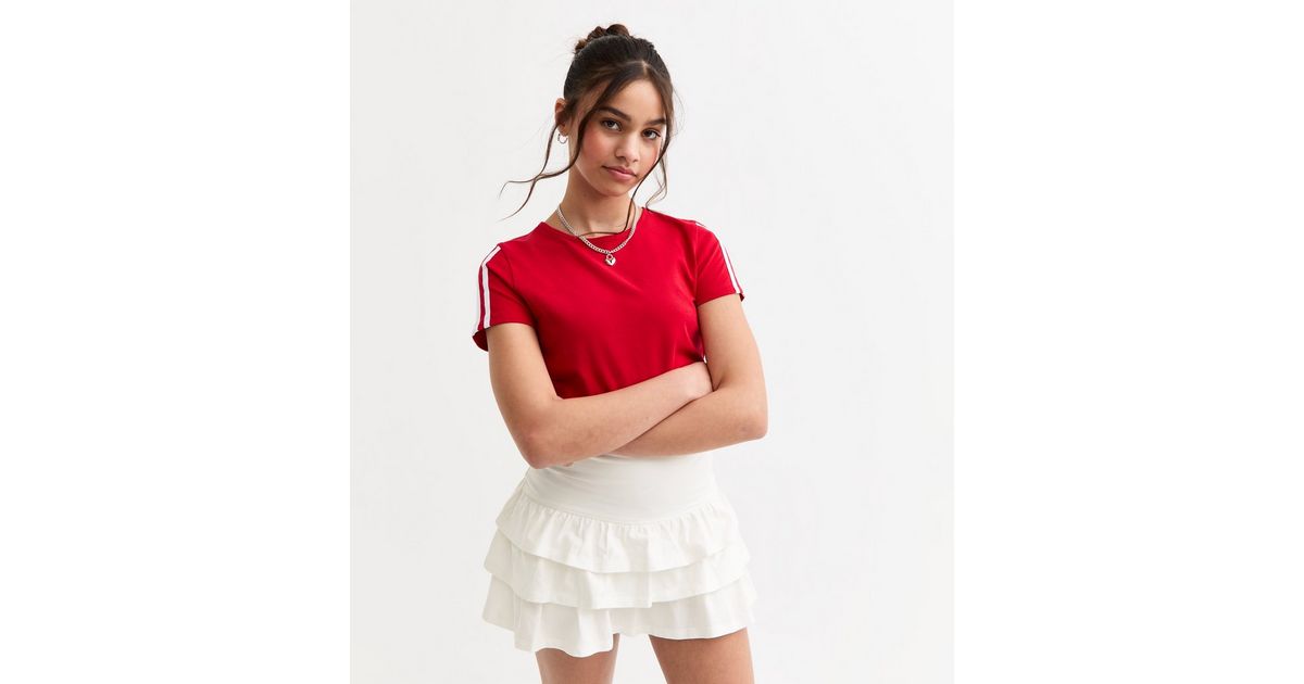 Girls White Jersey Tiered Rara Skort | New Look