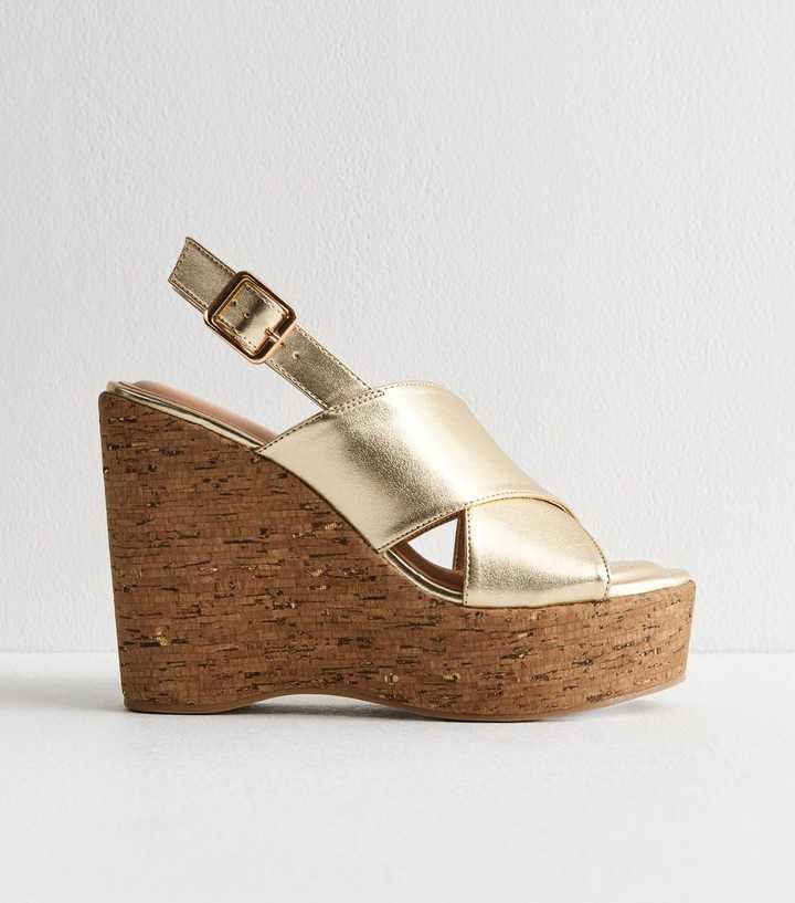 Gold Cork Wedge Sandals Kuarta Wedge Sandal – Bernardo 1946
