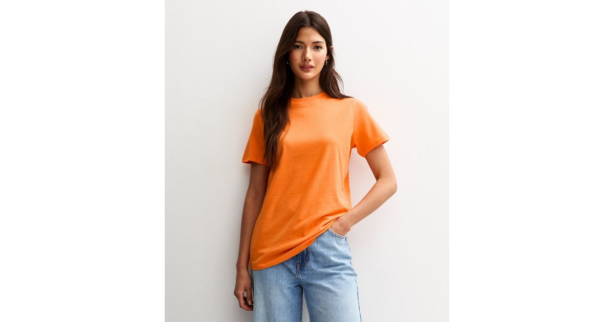 Bright Orange Short Sleeve Crew Neck T-Shirt | New Look
