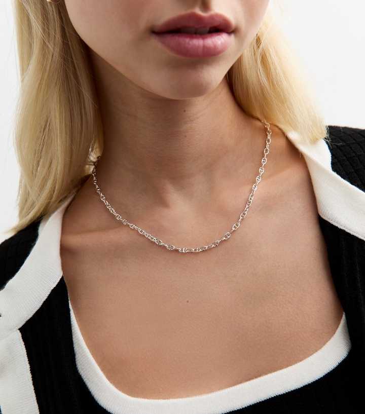 Silver Tone Oval Link Necklace | New Look