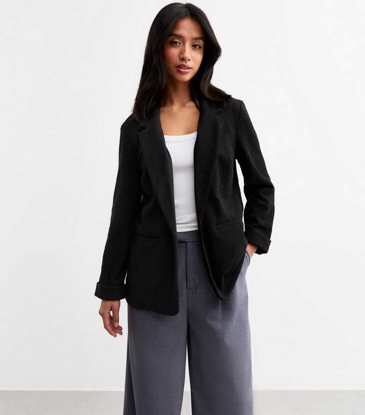 Petite Black Textured Blazer | New Look