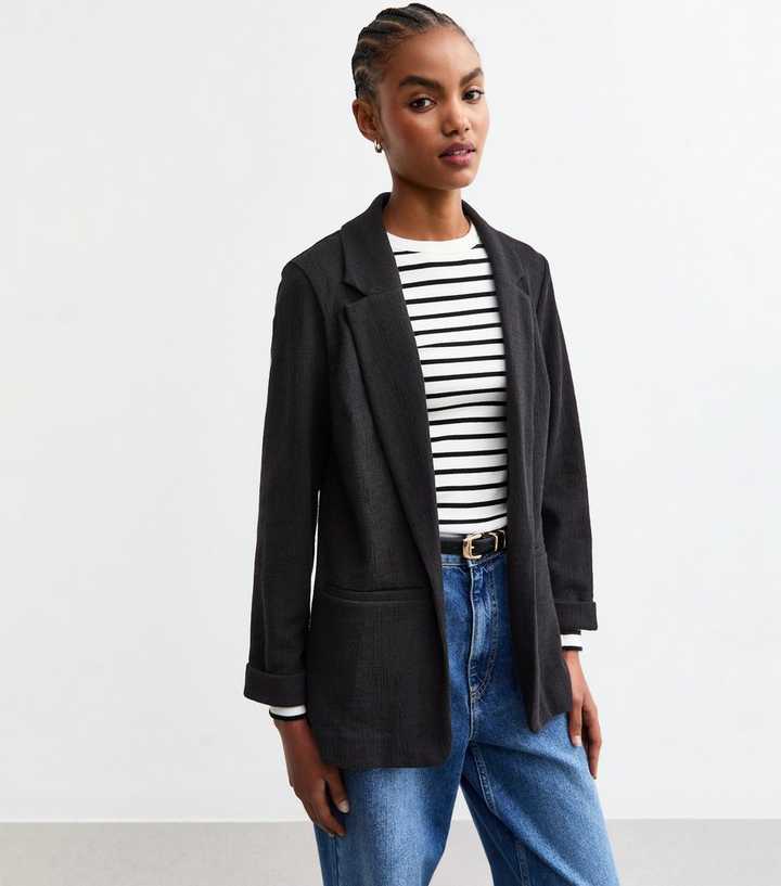 Tall Black Textured Jersey Blazer | New Look