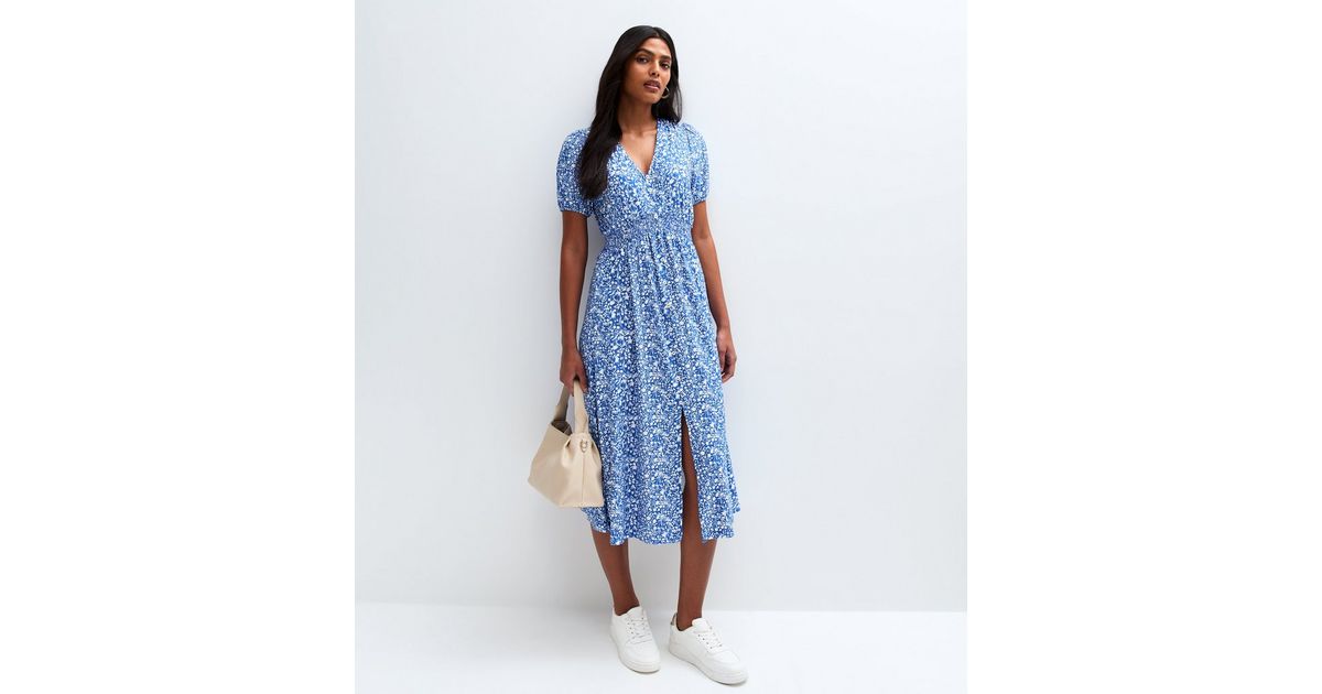 Blue Vanilla Bright Blue Button Front Dress | New Look