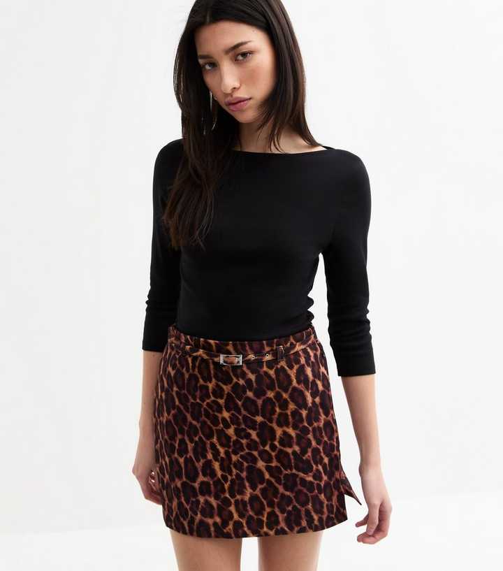 Brown Leopard Print A-Line Mini Skirt | New Look