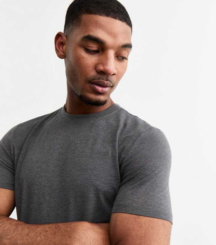 Dark Grey Muscle Fit T-Shirt | New Look