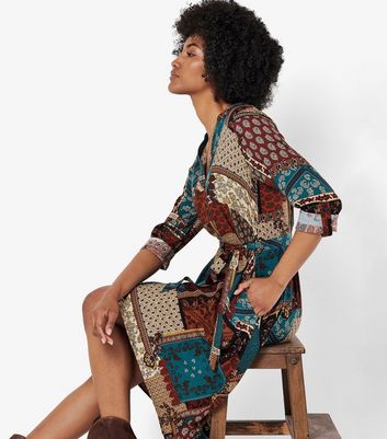 Apricot Rust Patchwork Print Shirt Dress | New Look