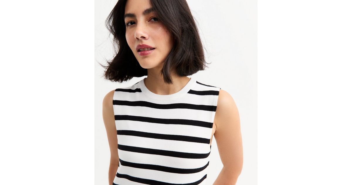 White Striped Knit Vest | New Look