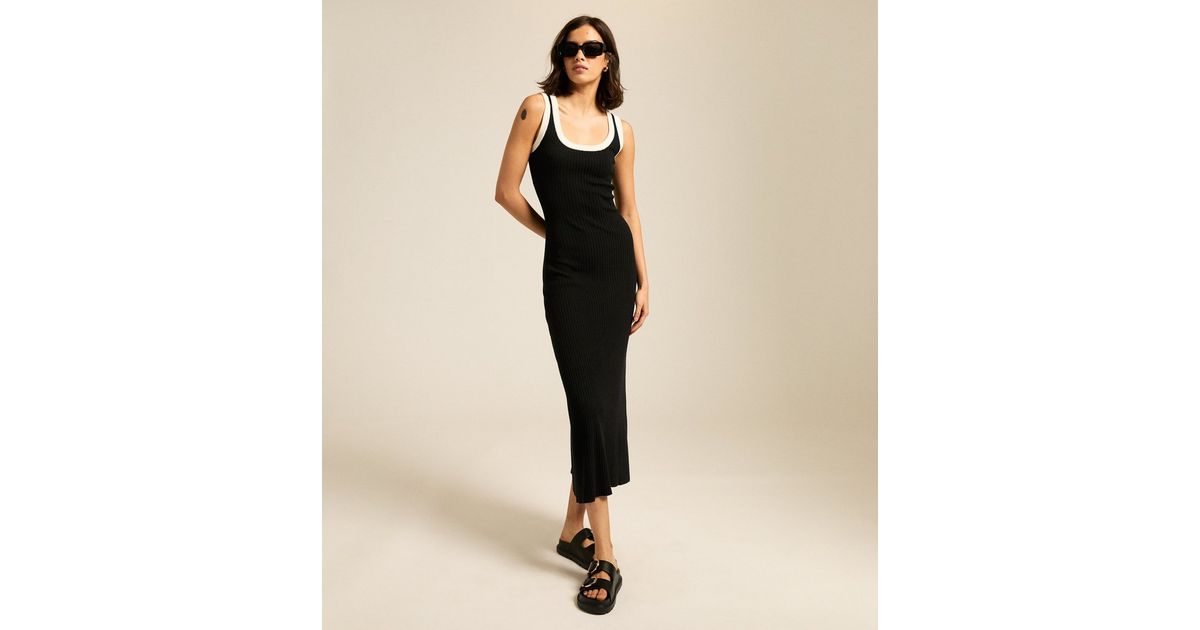 Black Ribbed Knit Maxi Dress | New Look