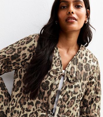 Brown Leopard Print Quilted Jacket | New Look