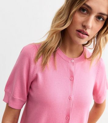 Pink Puff Sleeve Cardigan | New Look